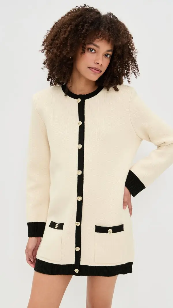 LE BOP Button Detailed Sweater Dress - Ivory