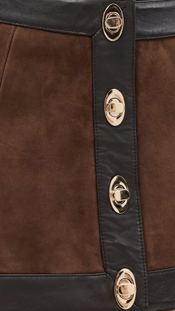 Retrofete Lisbeth Leather Mini Skirt - Chocolate/tobacco