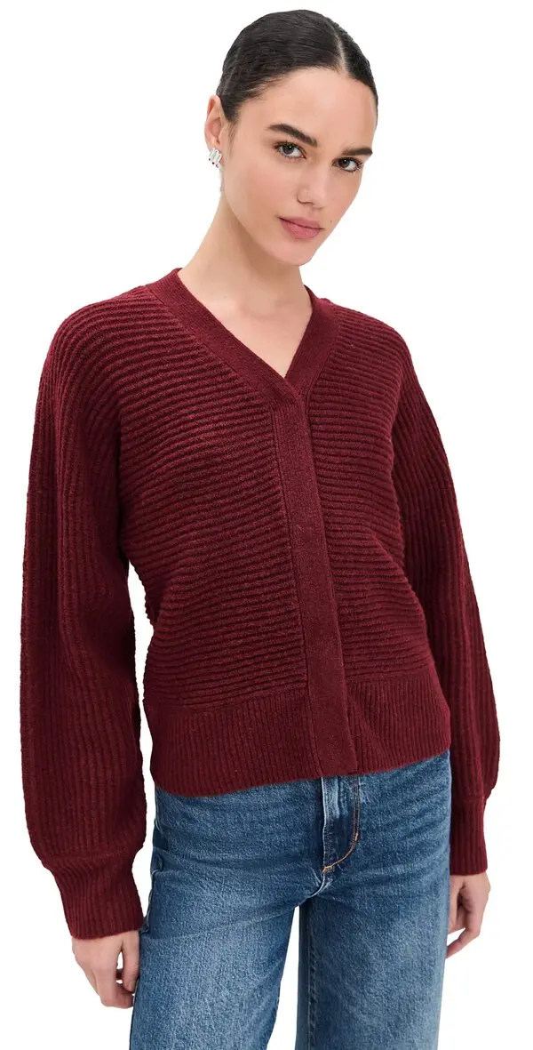 LE BOP Mira Stitched Cardigan - Cabernet