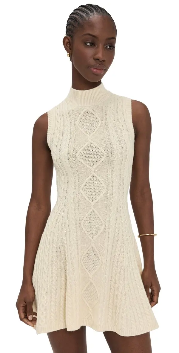 Staud Cable Knit Mini Dress - Ivory