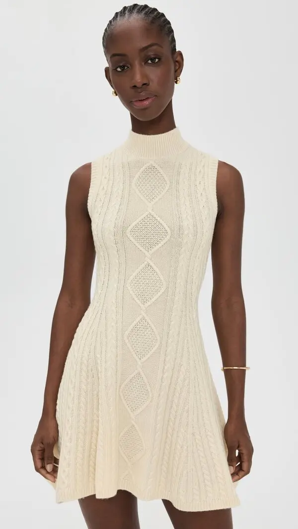 Staud Cable Knit Mini Dress - Ivory