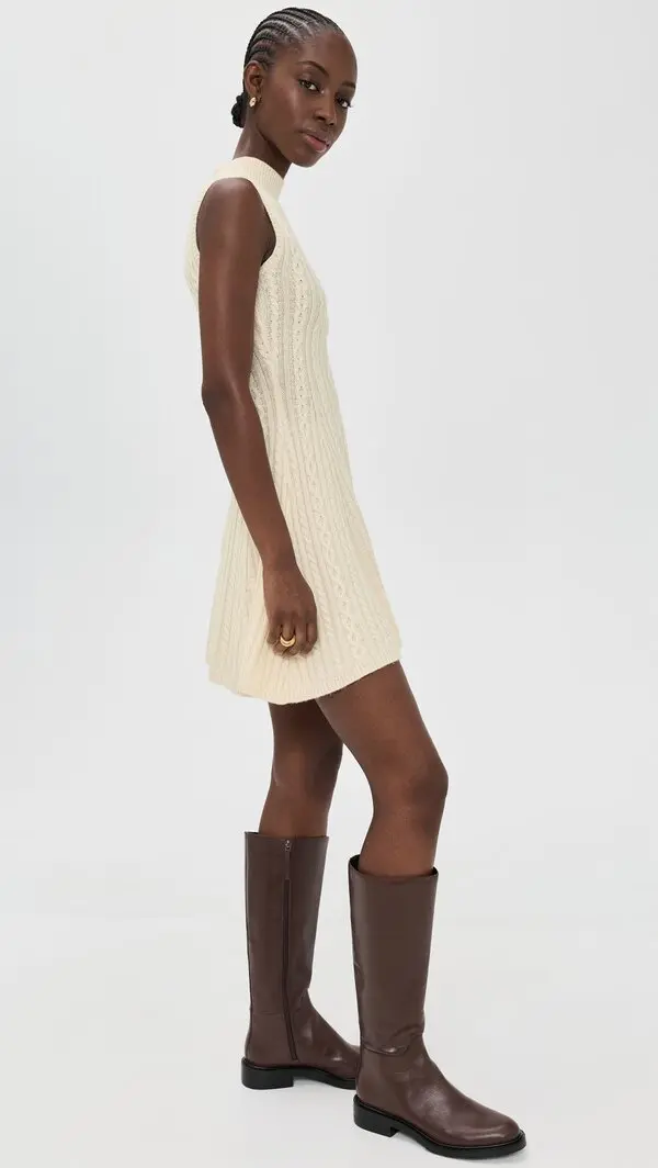 Staud Cable Knit Mini Dress - Ivory
