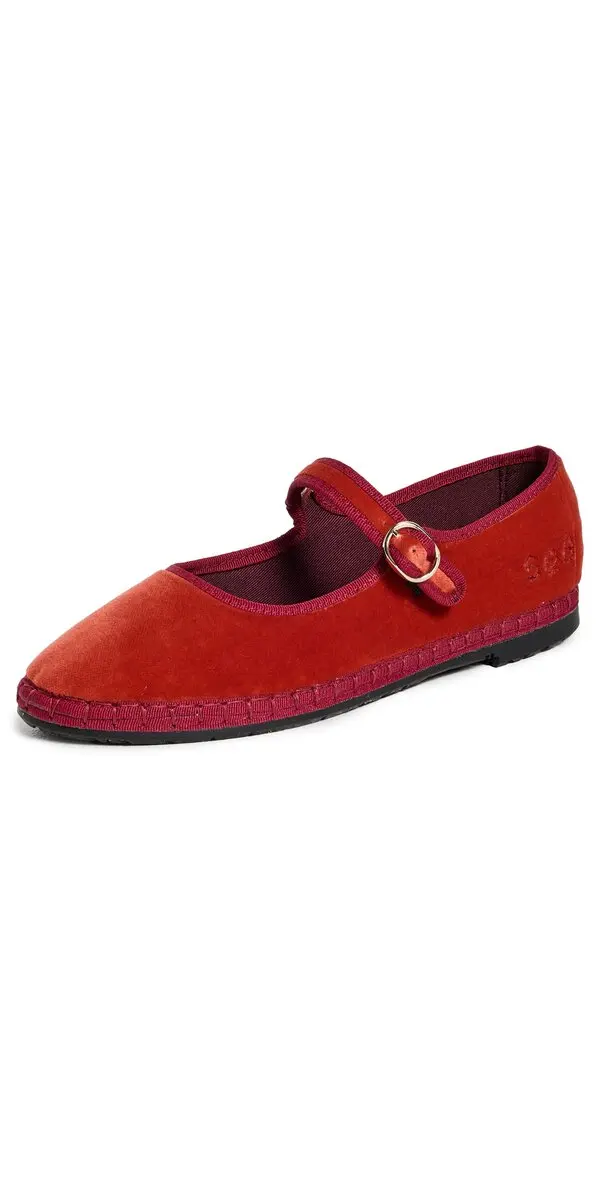 FLABELUS X Sea Nyc Terracota Mary Jane Flats - Terracotta