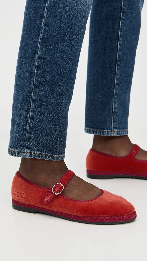FLABELUS X Sea Nyc Terracota Mary Jane Flats - Terracotta