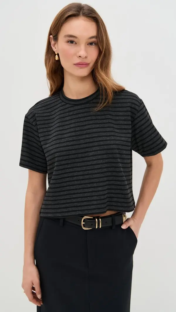 LE BOP Hazel Tee - Charcoal/black Stripe