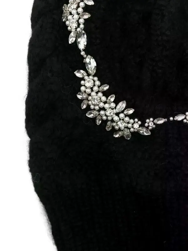 Simone Rocha Knitted Crystal Embellished Balaclava Hat