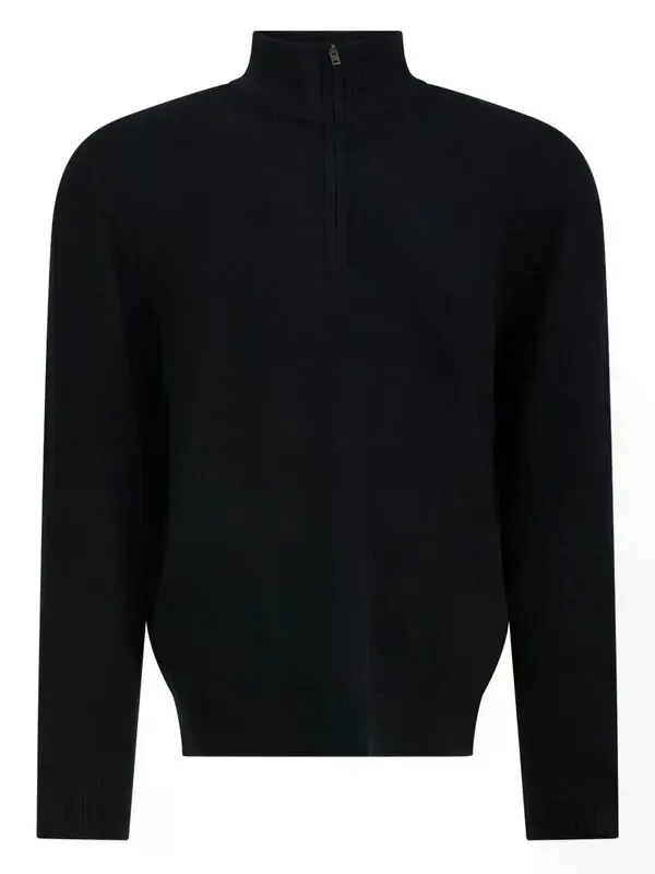 Vince High-neck Zip Sweater - Black