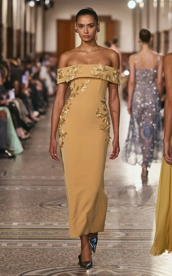GEORGES HOBEIKA Embroidered Column Maxi Dress