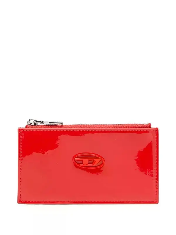 DIESEL® Logo-plaque Zip-fastening Card Holder - Red