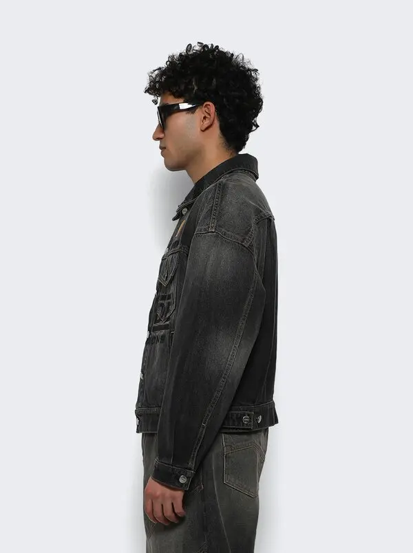 Rhude Tire Denim Trucker Jacket Agoura - Black