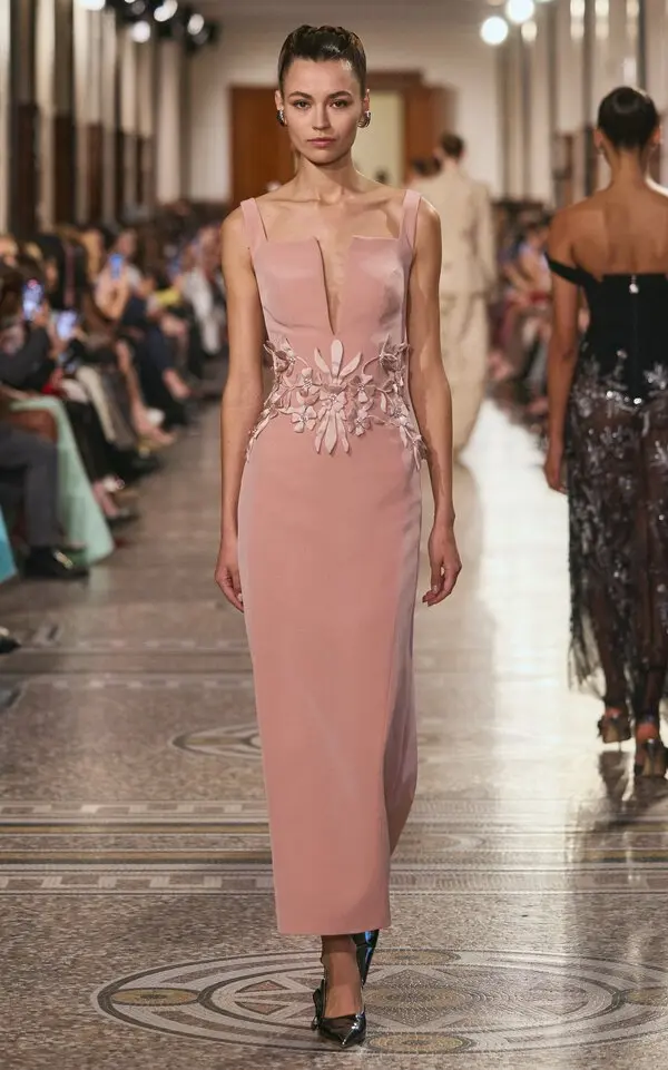 GEORGES HOBEIKA Embroidered Column Gown