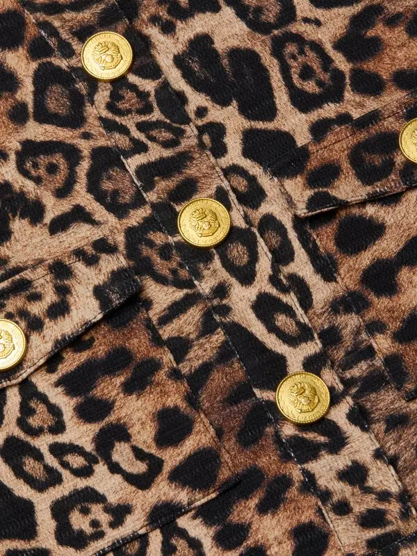 L'Agence Nyx Leopard Print Cropped Jacket - Brown Multi Patch Leopard