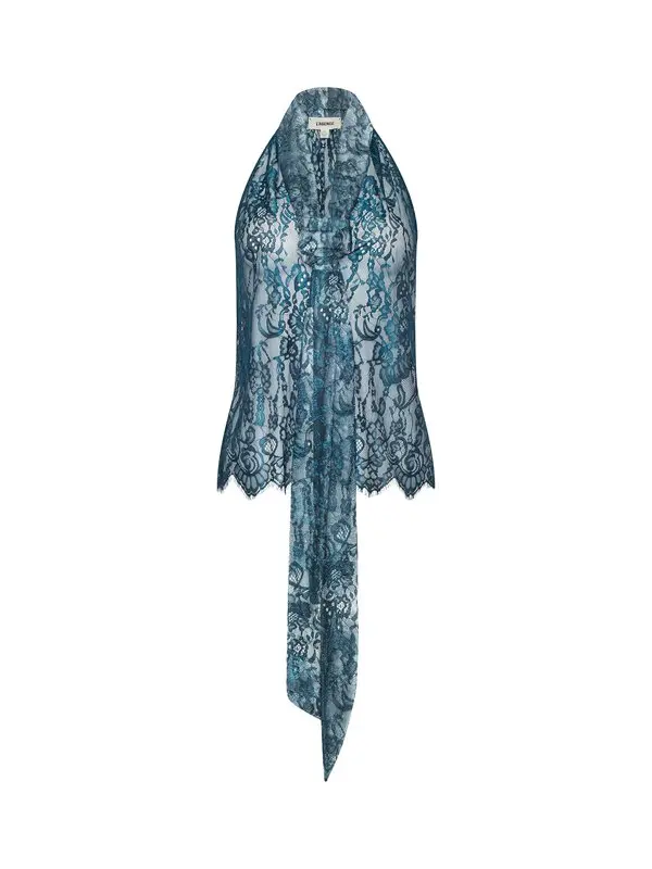 L'Agence Reece Lace Tie Neck Blouse Top