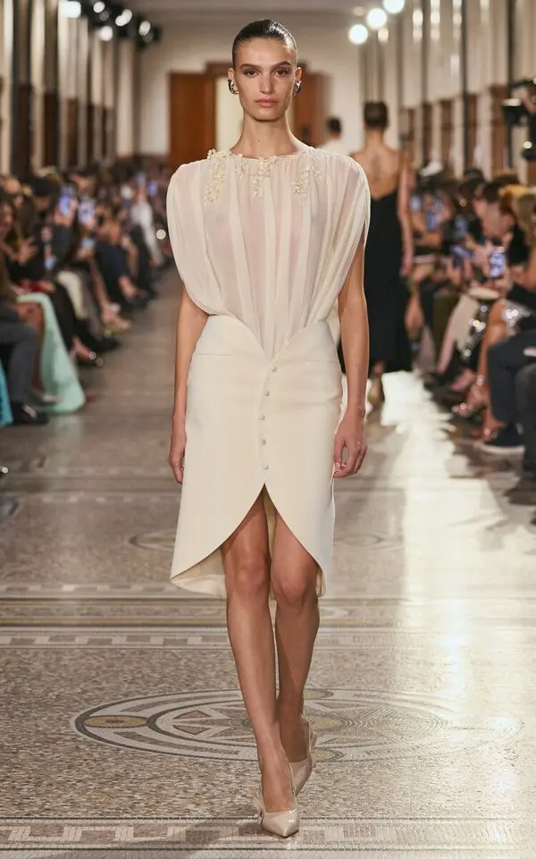 GEORGES HOBEIKA Sheer Draped Top