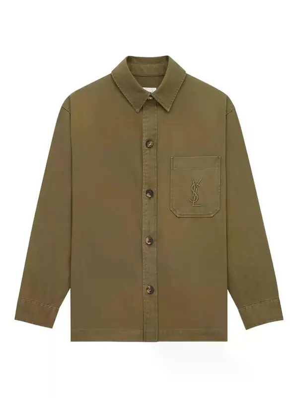 Saint Laurent Cassandre Patch-pocket Overshirt - Green