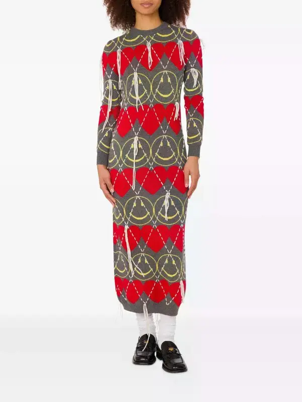 Moschino Heart And Smiley Pattern Midi Dress