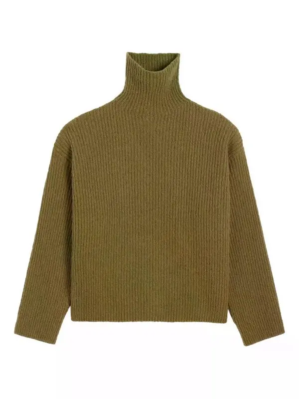AMI Paris Funnel-neck Wool Sweater - Green