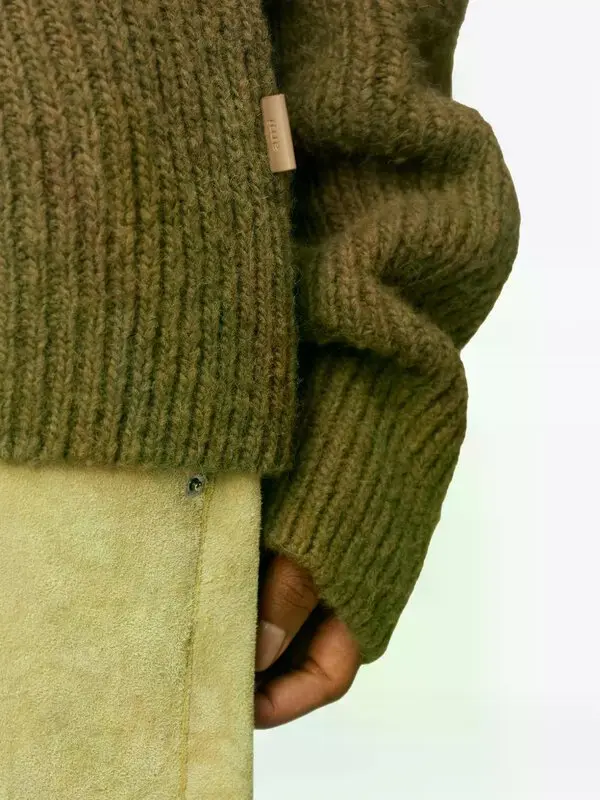 AMI Paris Funnel-neck Wool Sweater - Green