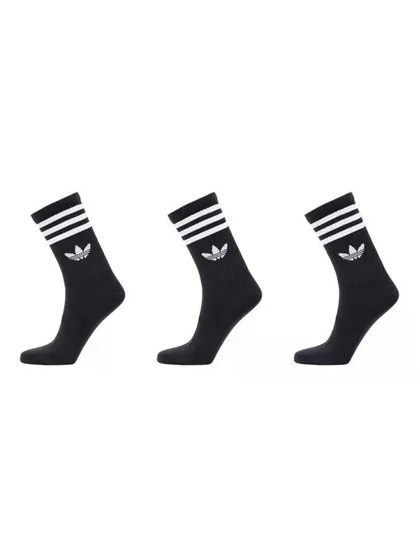 Adidas Stripes Logo Crew Socks - Black