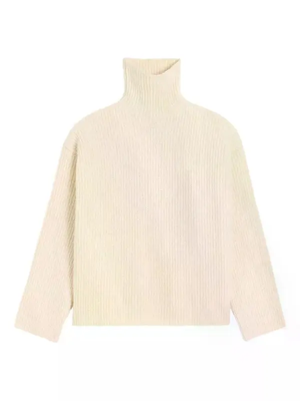 AMI Paris Funnel-neck Wool Sweater - Neutrals