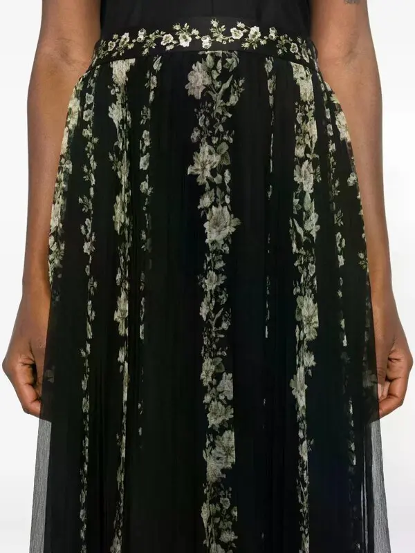 Alice + Olivia Katz Floral Pleated Maxi Skirt