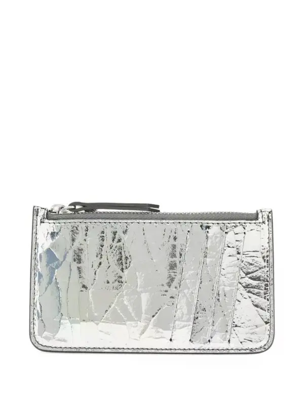 MAISON MARGIELA Textured Zip Card Holder - Silver