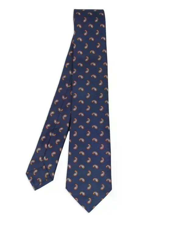 Kiton Paisley-pattern Neck Tie - Blue