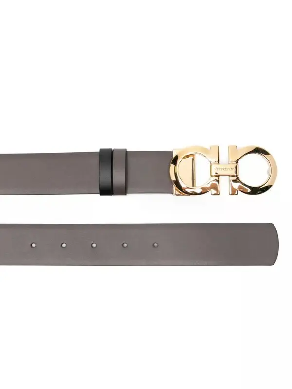 FERRAGAMO Leather Belt - Grey
