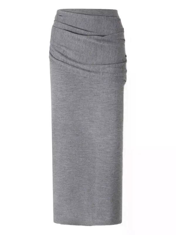 Staud Wilma Ruched Midi Skirt - Grey