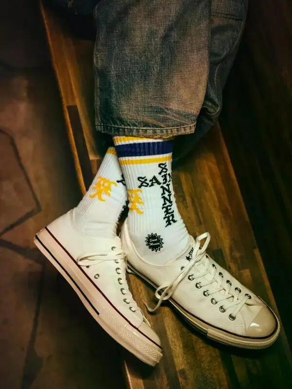 SAINT MXXXXXX Striped Logo Socks