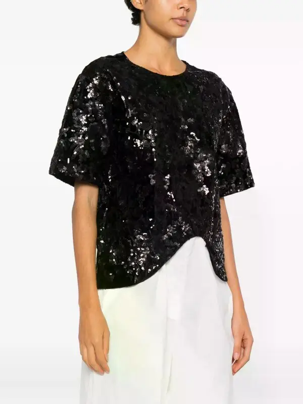 NICCOLO PASQUALETTI Onda Sequinned Asymmetric Top - Black