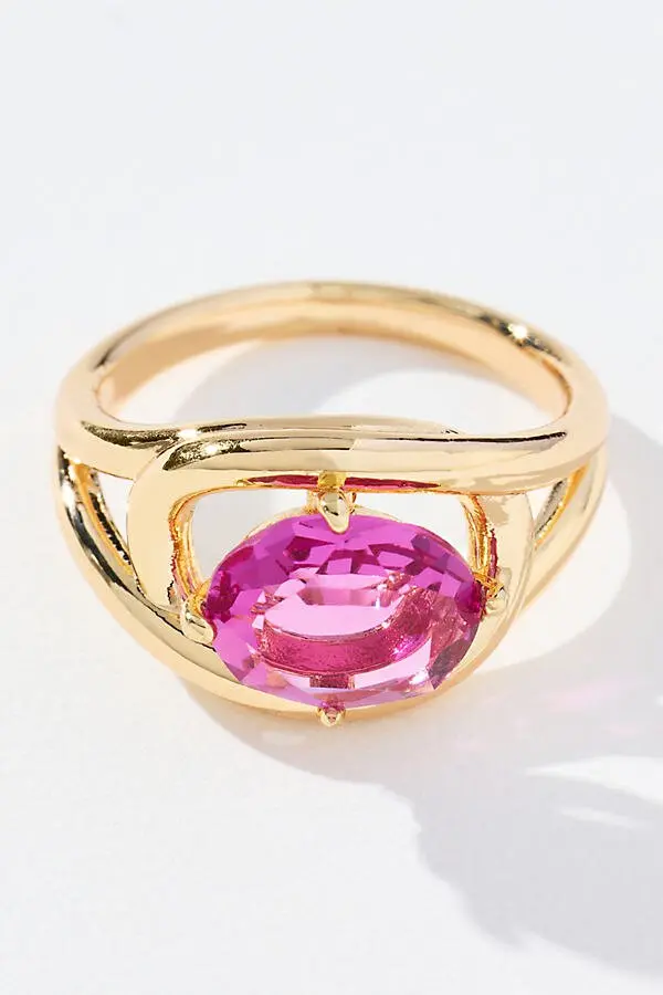 Anthropologie Large Stone Cocktail Ring - Pink
