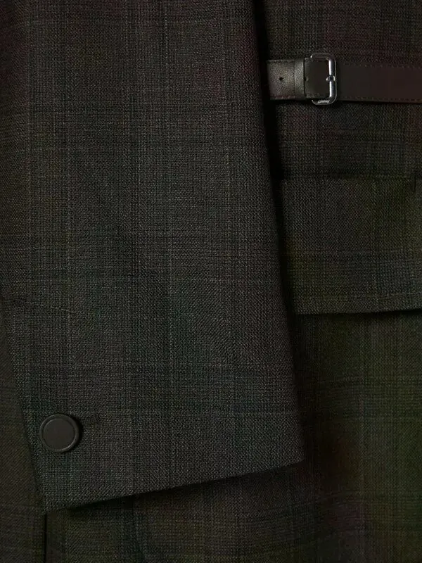 Brioni Check Pattern Buckle Jacket