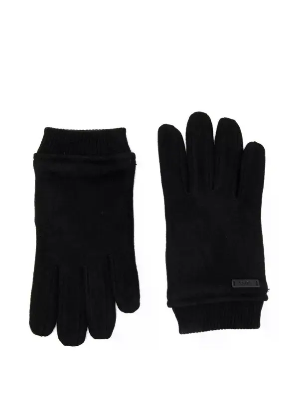 BOSS Ribbed-trim Gloves - Black