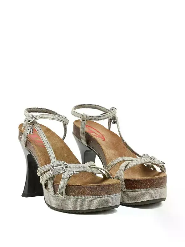 DIESEL® D-woodstock Platform Sandals - Grey