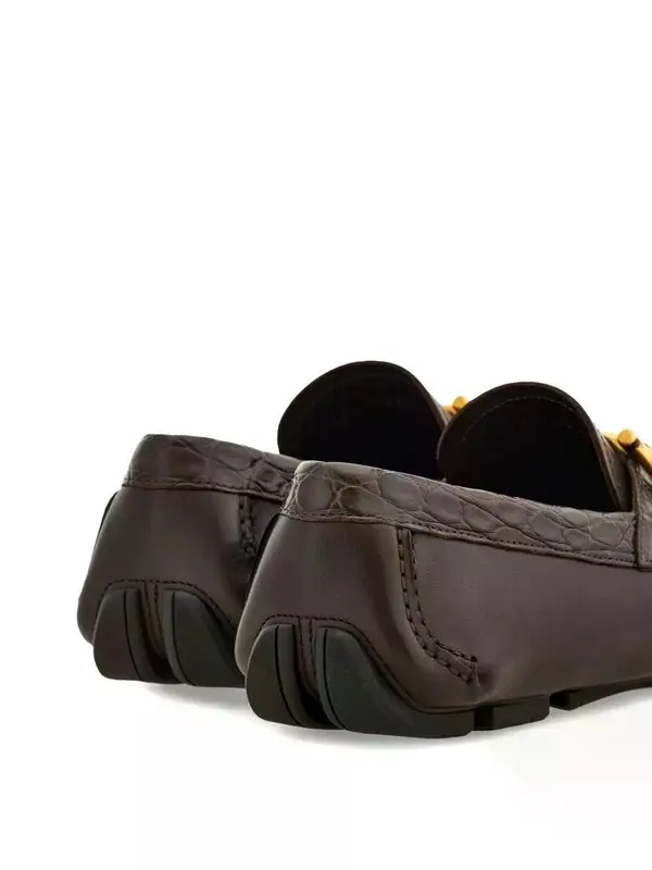 FERRAGAMO Gancini Buckle Loafers - Brown
