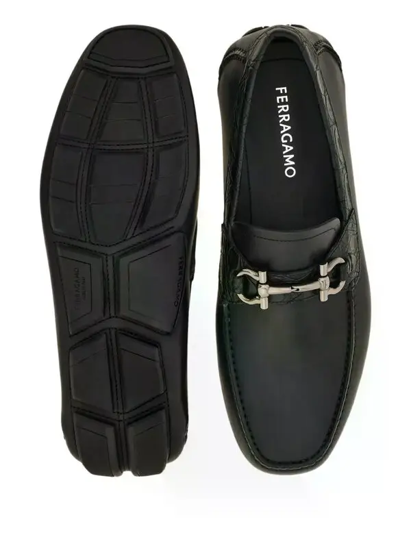 FERRAGAMO Gancini-buckle Loafers - Black