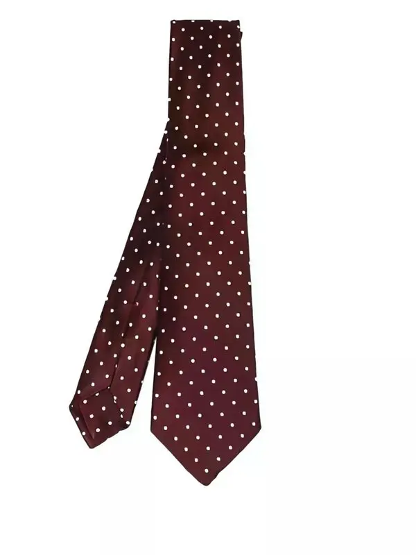 Kiton Polka-dot Silk Neck Tie - Red