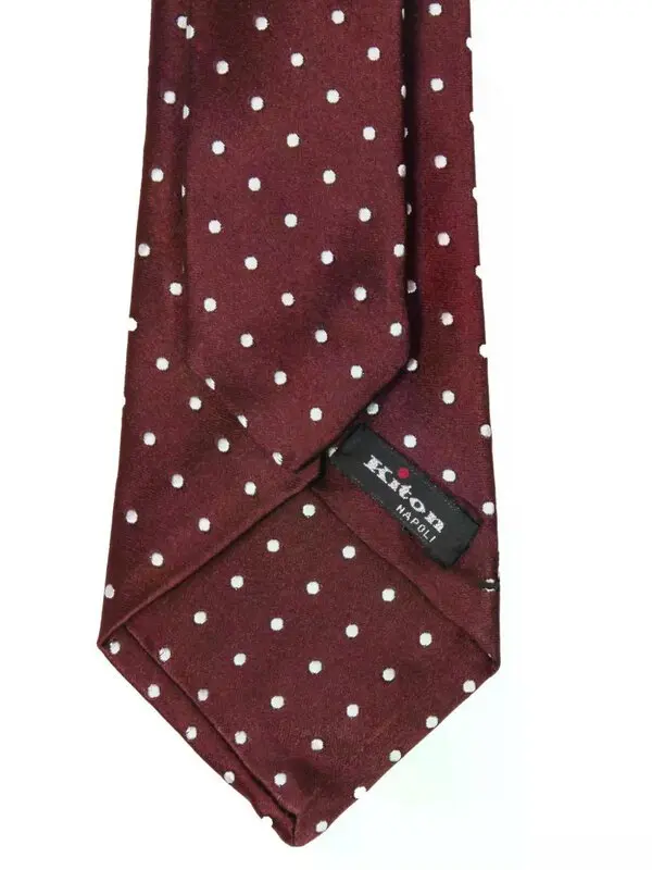 Kiton Polka-dot Silk Neck Tie - Red