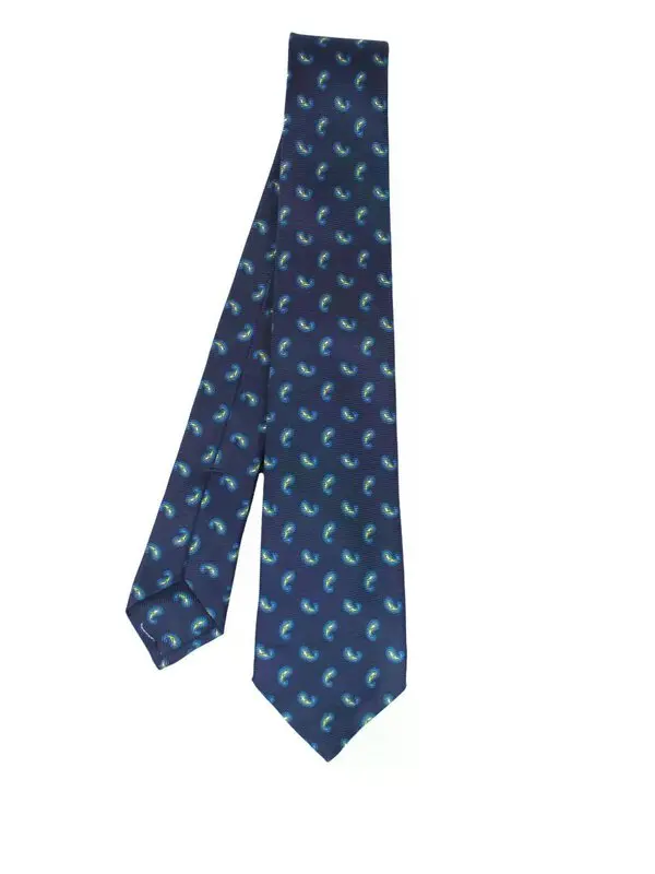 Kiton Paisley-pattern Neck Tie - Blue