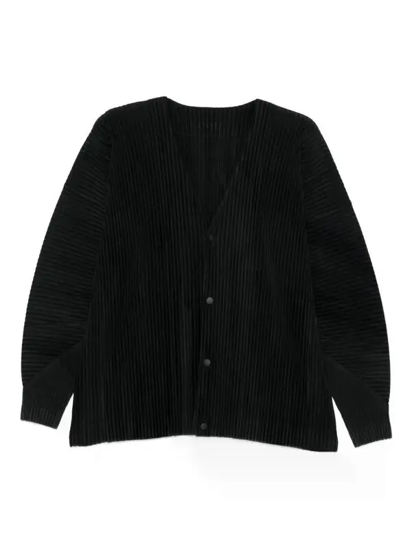 Issey Miyake Buttoned Plissé Cardigan - Black