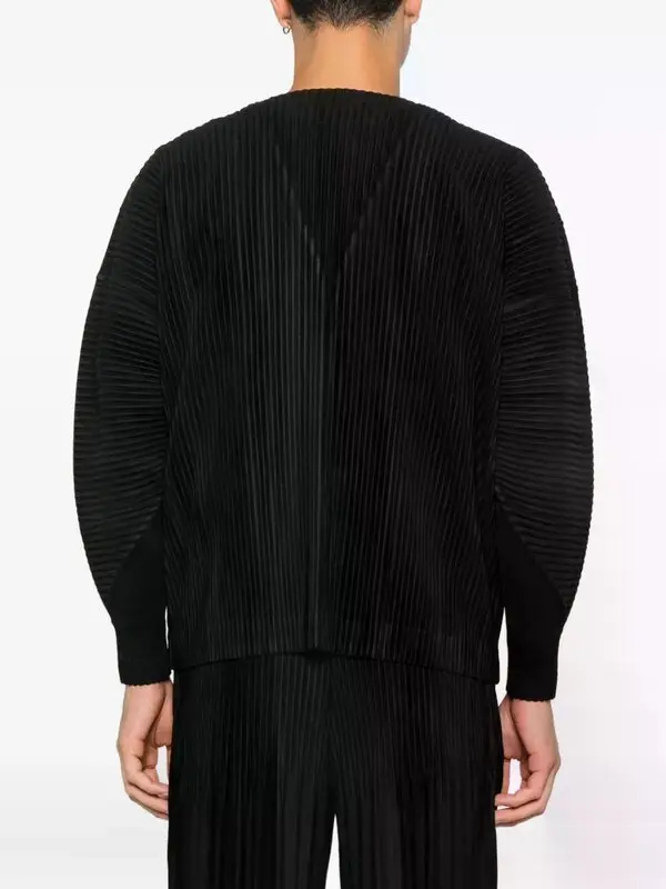 Issey Miyake Buttoned Plissé Cardigan - Black