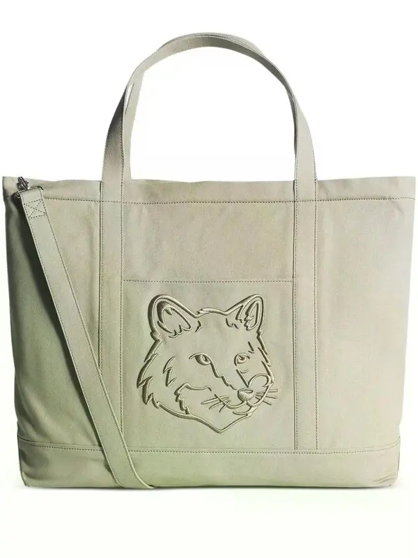 Maison Kitsuné Fox Head Xl Tote Bag - Neutrals