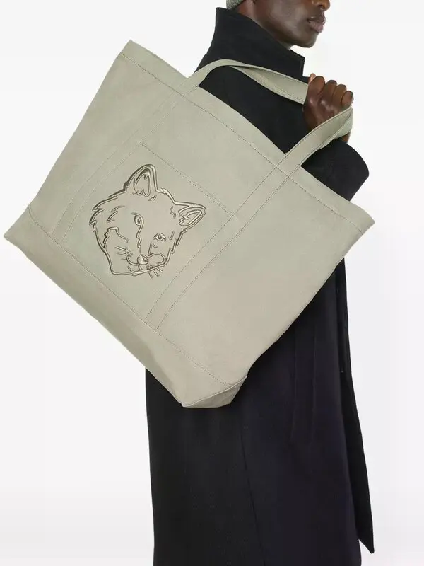Maison Kitsuné Fox Head Xl Tote Bag - Neutrals