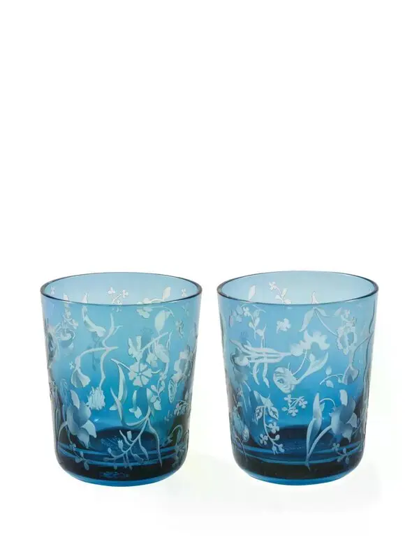 POLSPOTTEN Engraved-floral Glass Tumblers