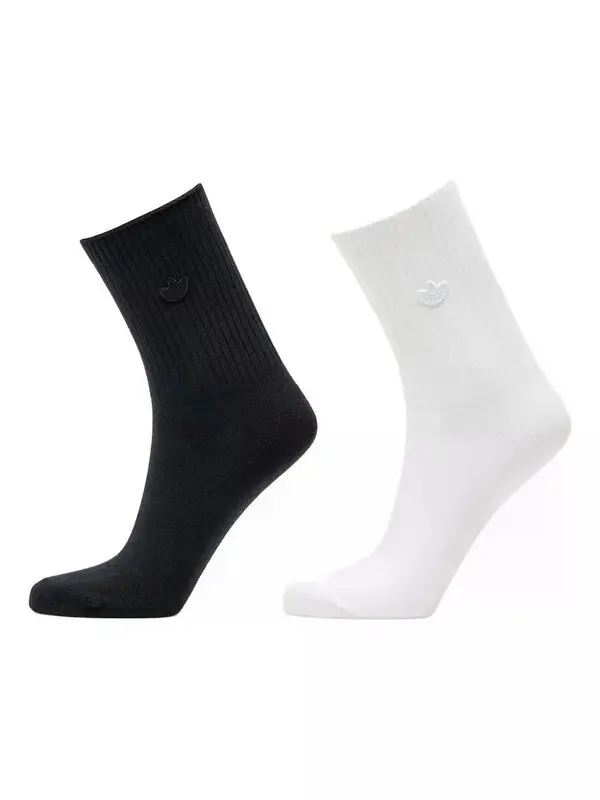 Adidas Ribbed Logo-detail Socks - Black