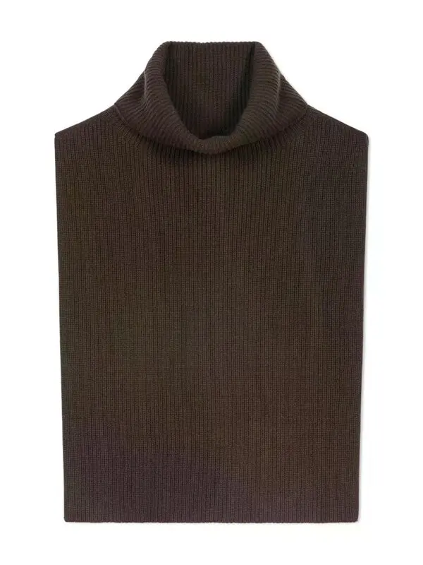 Eric Bompard Roll-neck Ribbed-knit Scarf - Brown