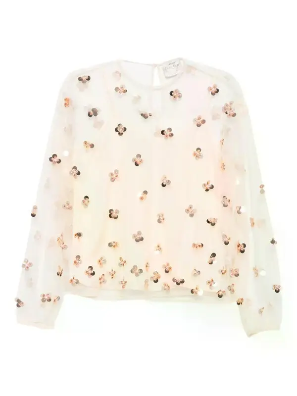 FORTE_FORTE Sequin Floral Blouse - Neutrals