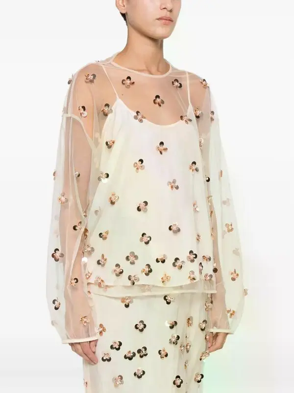 FORTE_FORTE Sequin Floral Blouse
