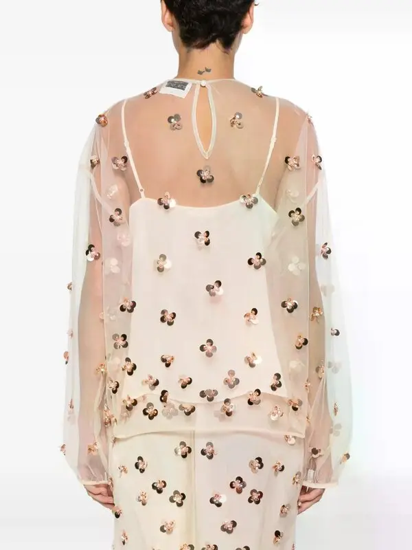 FORTE_FORTE Sequin Floral Blouse